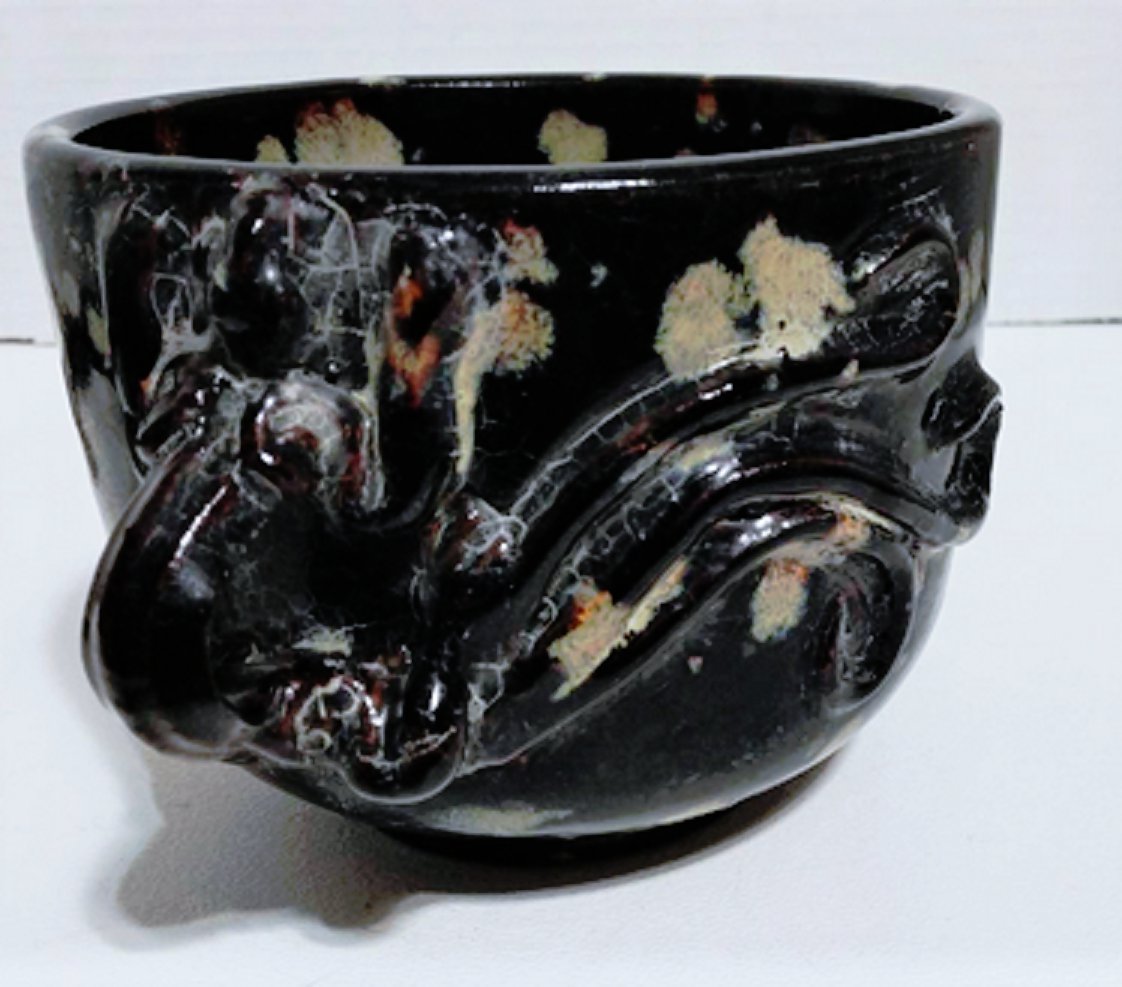 Antique Chinese Song Tenmoku Oil Spot Double Chimera Handles Deep Bowl ...