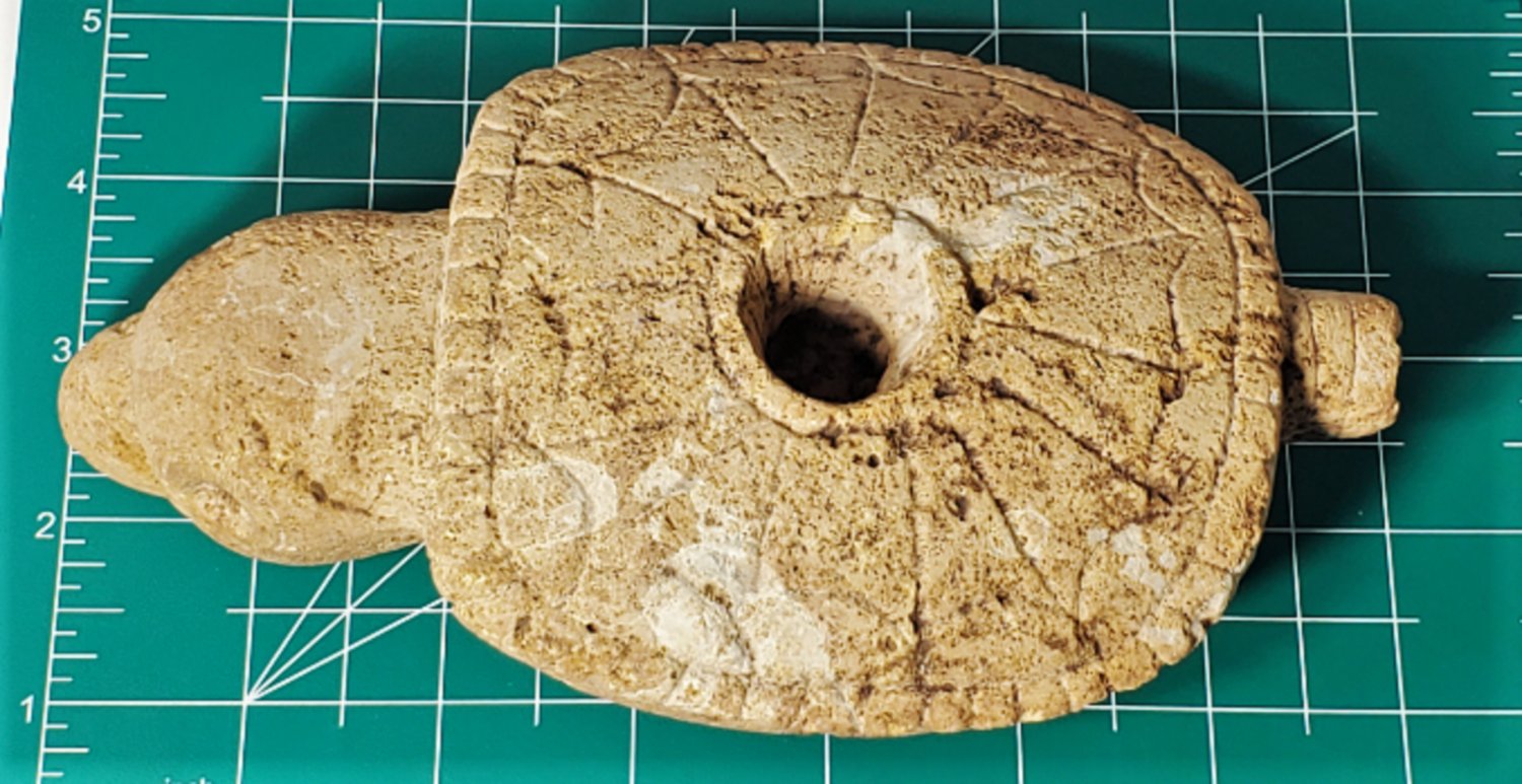 Ancient Woodland Native Clay-Mudstone Ceremonial Turtle Effigy Pipe