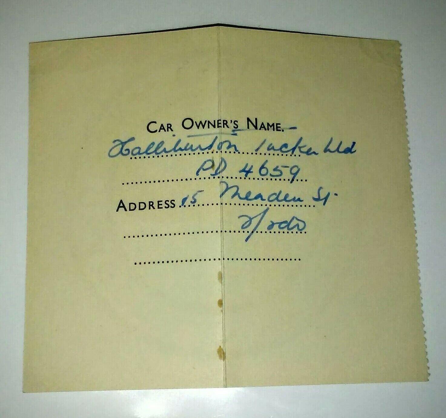 Trinidad and Tobago 1959 DRIVERS PERMIT License