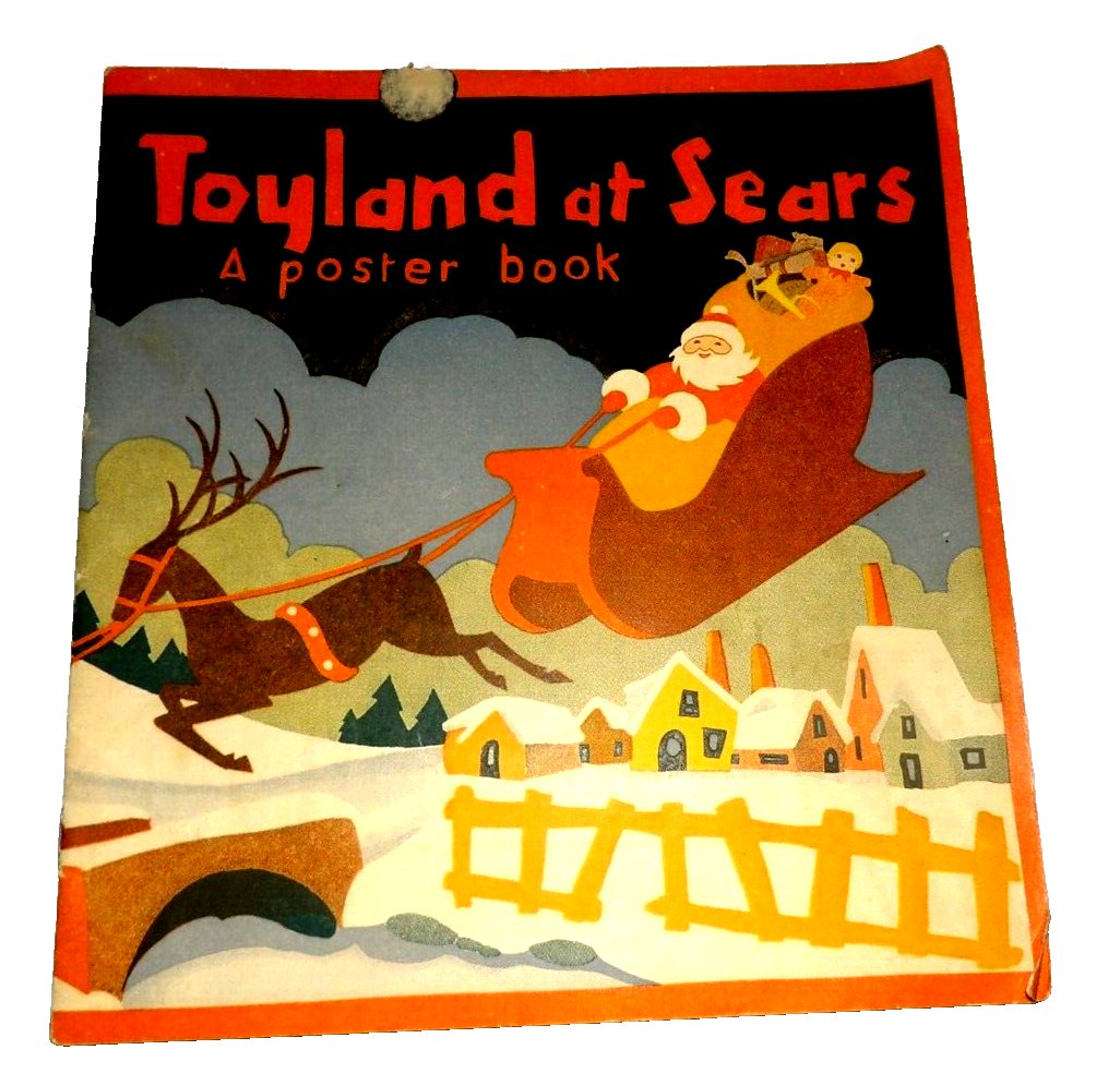 Toyland at Sears A Poster Book 1934 Paper-Cut Artwork Christmas Unused