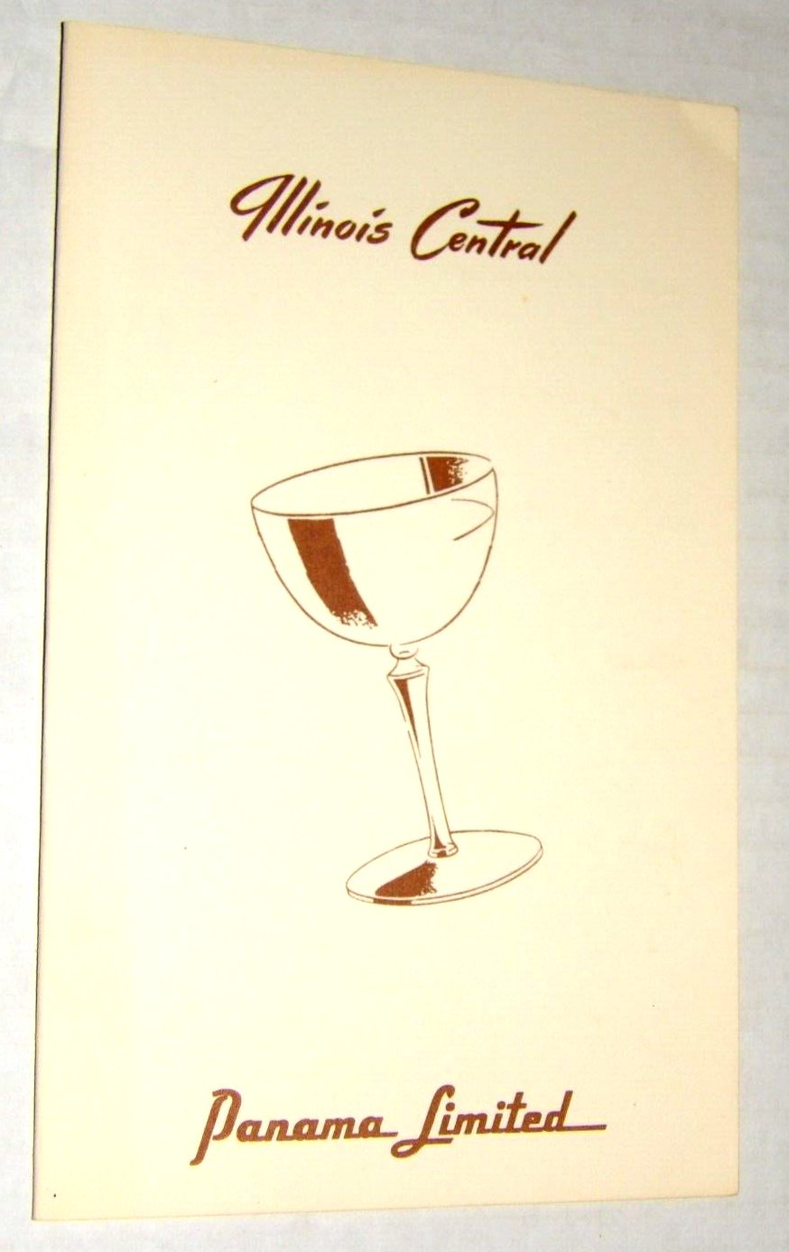 Illinois Central Panama Limited 1970 Menu Lounge Car Bar Beverage
