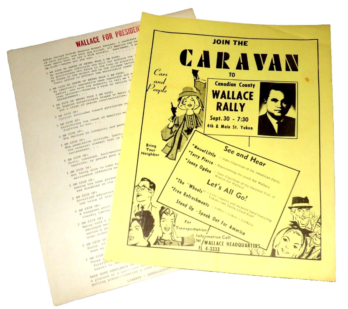 George Wallace 1968 Presidential Campaign Rally Circular Flyer Original ...