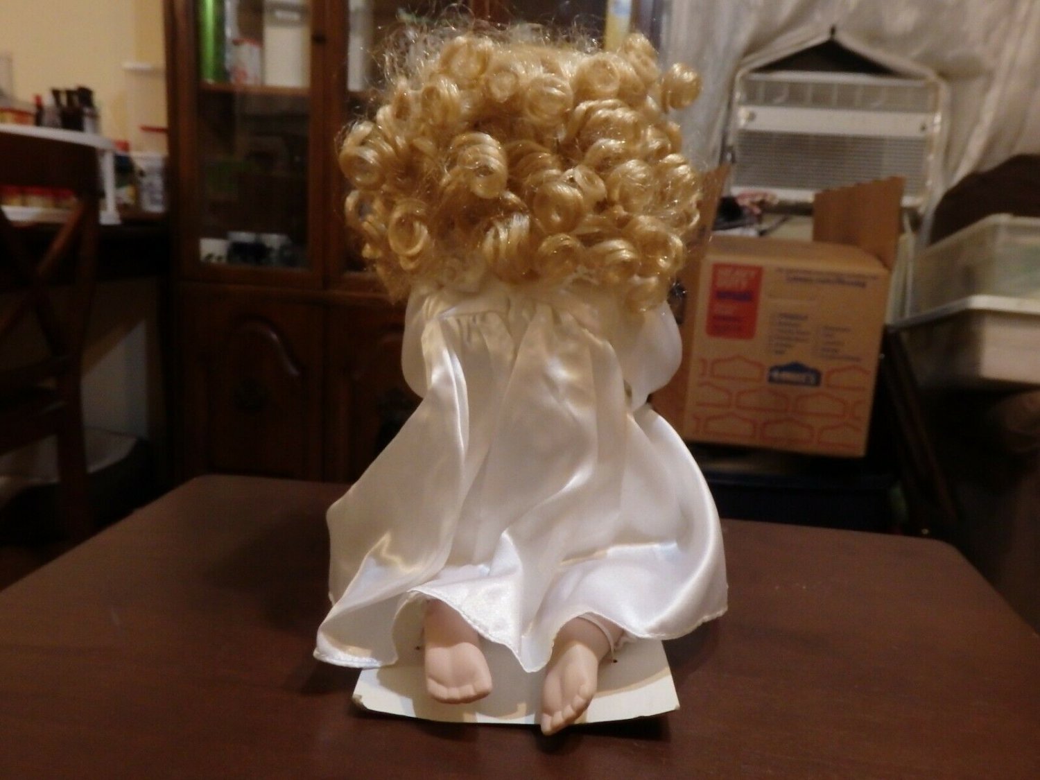 Vintage Porcelain Praying Doll Kneeling Blonde Girl Blue Eyes White ...