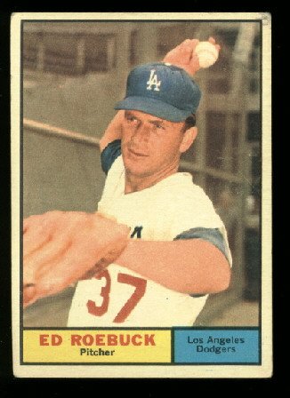 1961 Topps #6 Ed Roebuck Los Angeles Dodgers baseball card