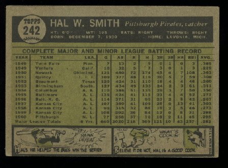 1961 Topps #242 Hal Smith Pittsburgh Pirates baseball card