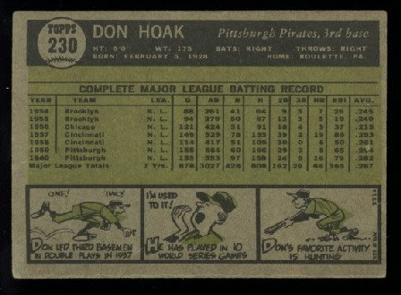 1961 Topps #230 Don Hoak Pittsburgh Pirates baseball card