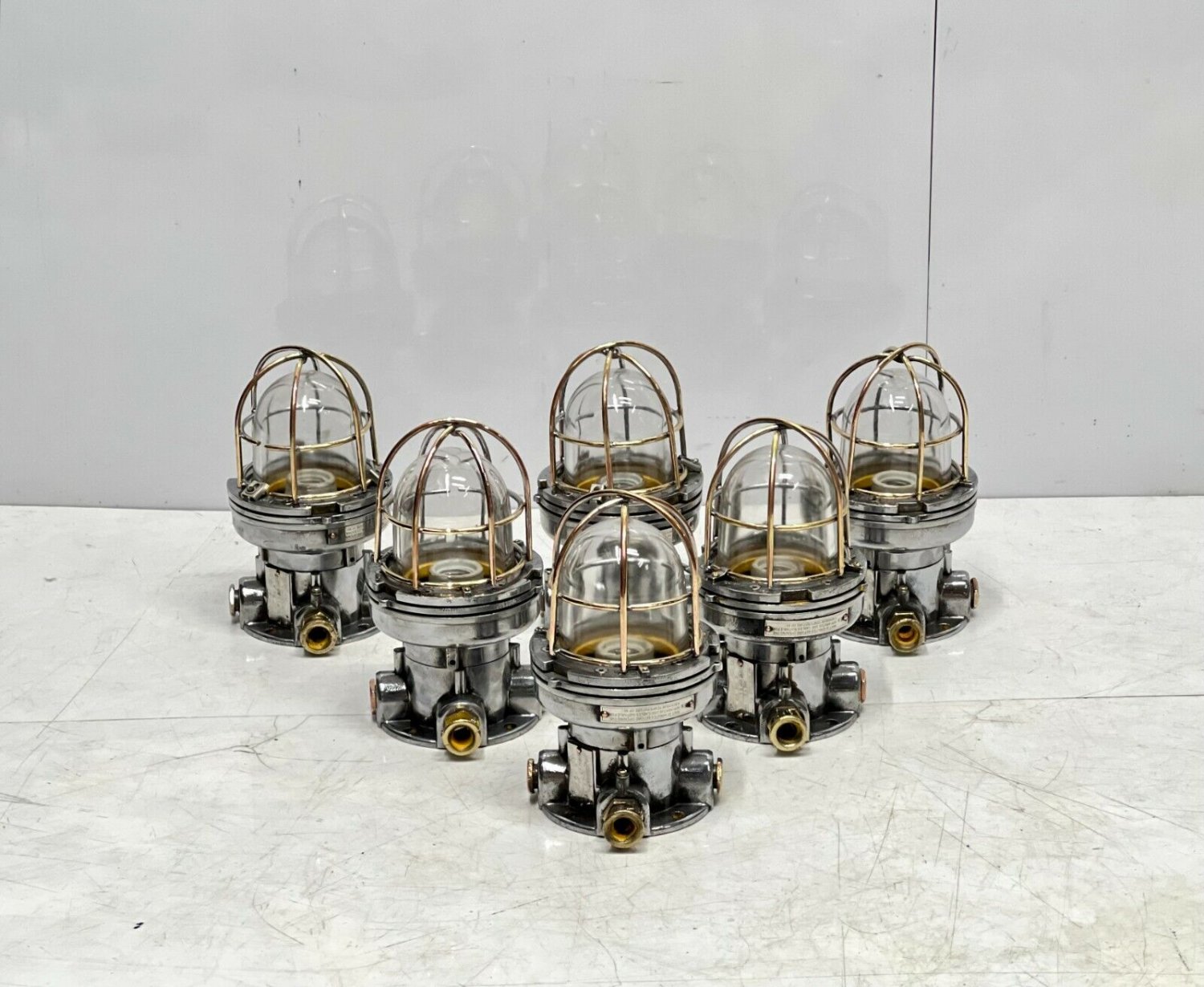 Original Vintage Merchant Ship Nautical Post Mounted Bulkhead Light Lot ...