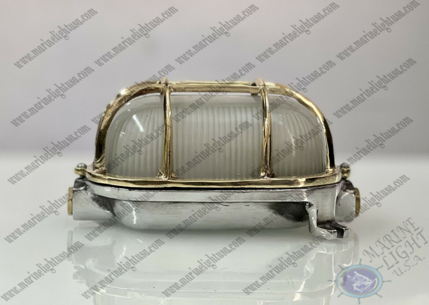 Retro Ceiling Aluminum Bulkhead Wall Lamp with Brass Cage White Glass ...