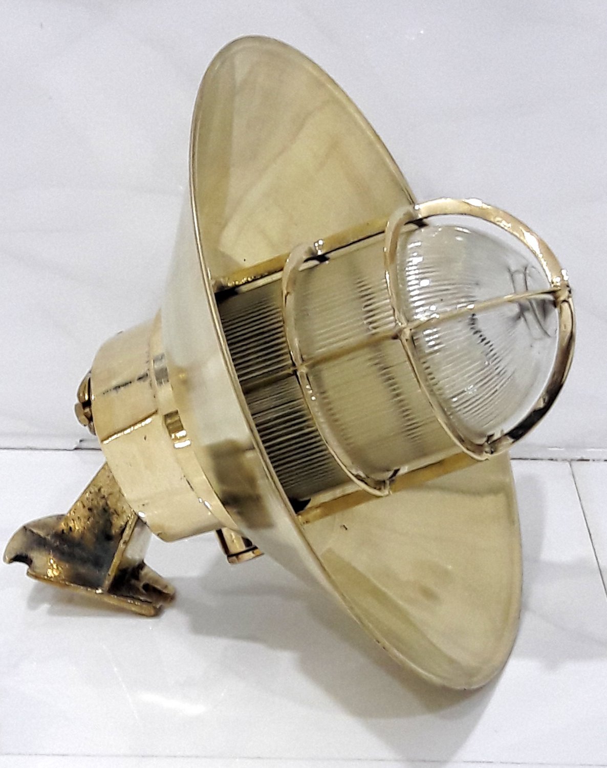 Reclaimed Old Antique Maritime Passageway Swan Light With Deflector Cover