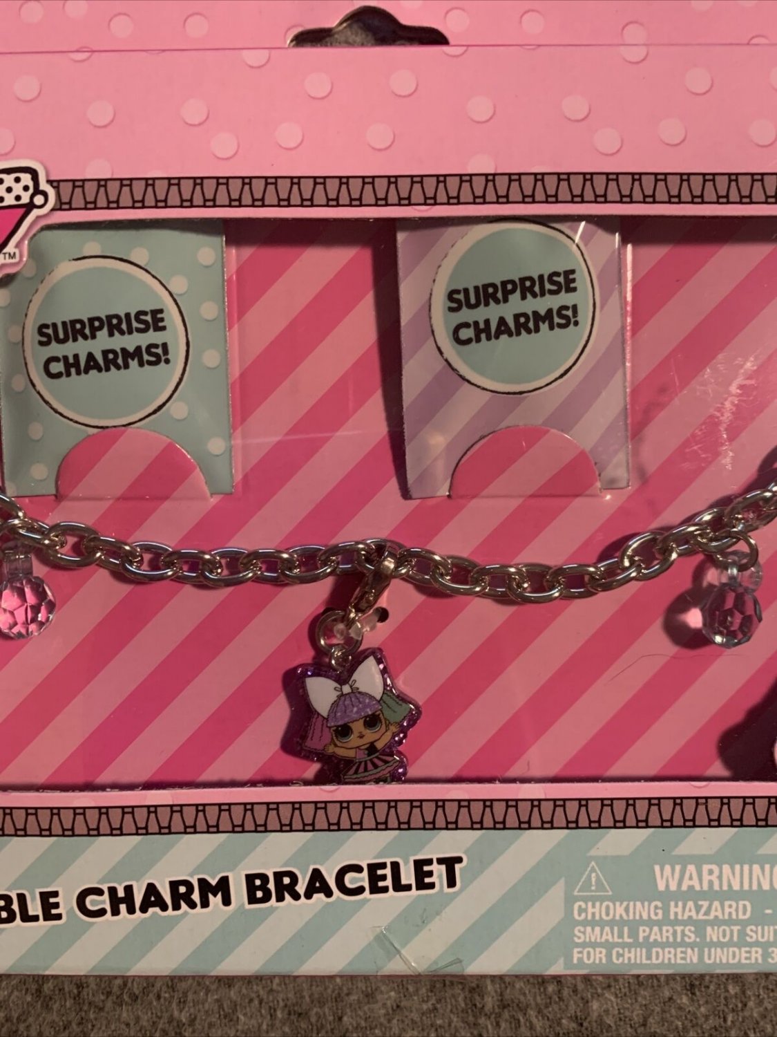 LOL Surprise Interchangeable Kids Charm Bracelet With 3 Charms - New NIB