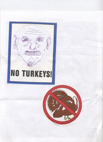 NO TURKEY STICKER SET / Novelty Turkey Food Art Decor Accent Stickers