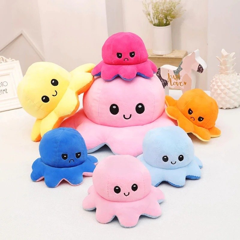 Reversible Octopus Mood Plushy Double Side peluche Plush Toy Animal ...