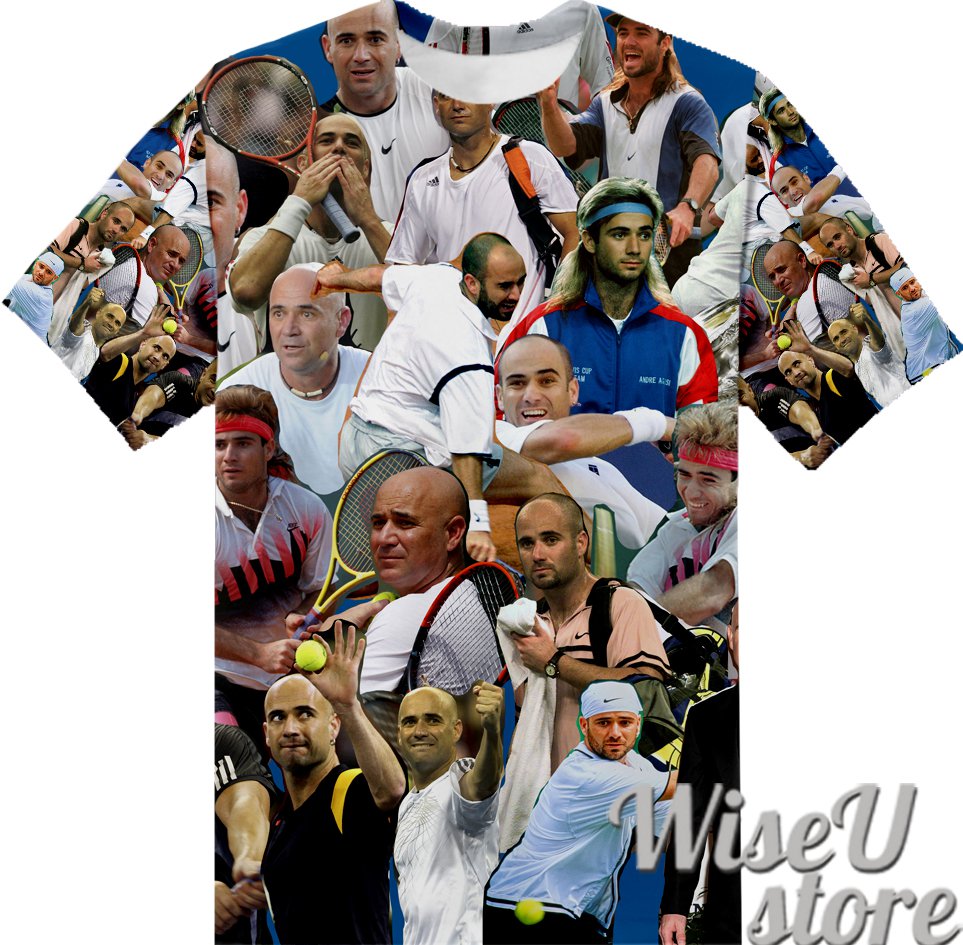 Andre Agassi T-SHIRT Photo Collage shirt 3D
