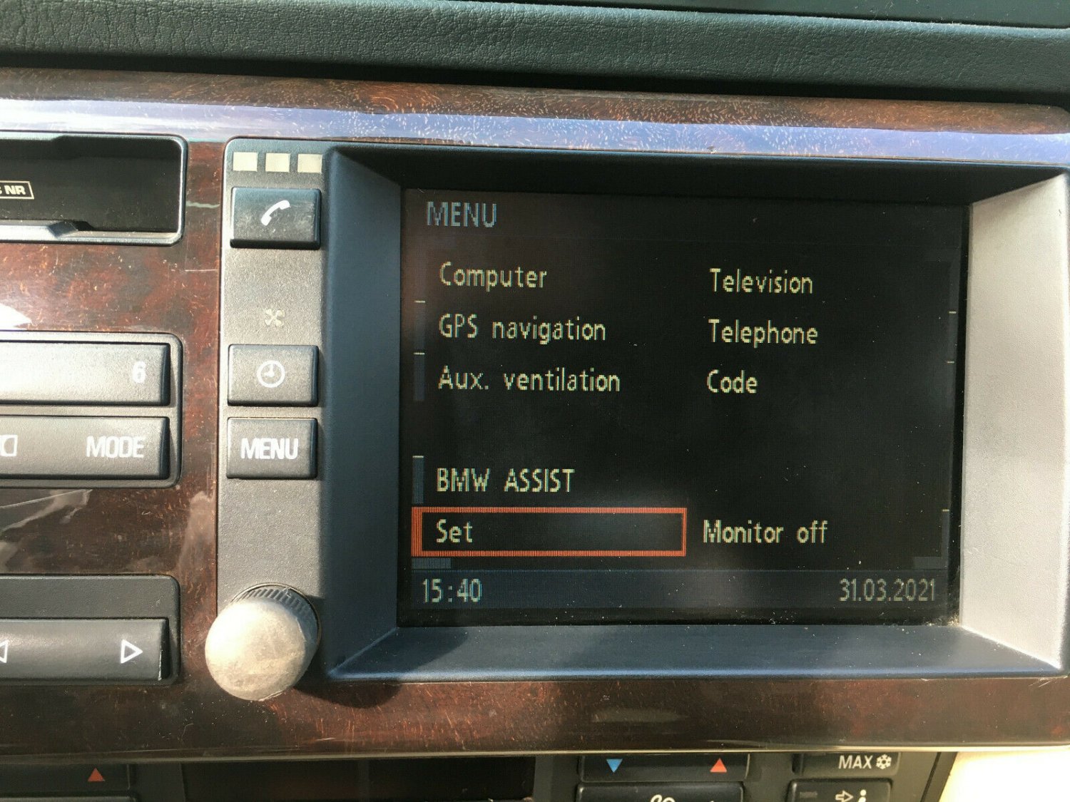 BMW E39 E38 OEM TV screen 4:3 on board monitor 8374914 with wood frame