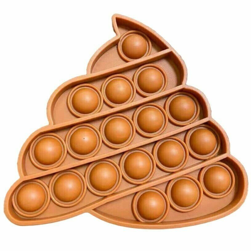 POOP (BROWN) Pop Its Finger Fidget Toy Push Bubble Stress Relief Kids Pop