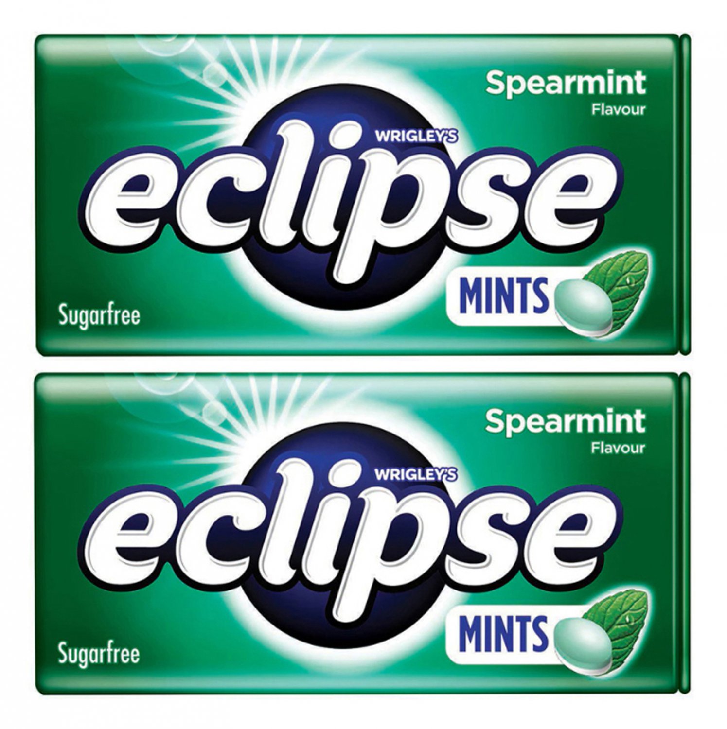 2 x Eclipse Sugarfree Mints - Spearmint, 34g, Cool & Minty Fresh