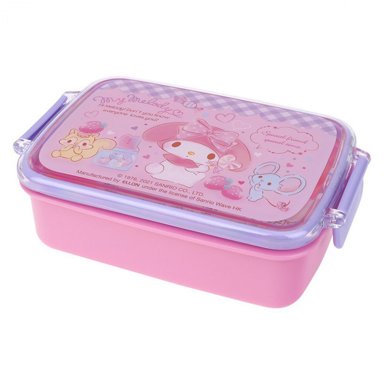 Sanrio My Melody Pink BPA free Plastic Lunch & Snack Box 450ml for Girls & Women P1