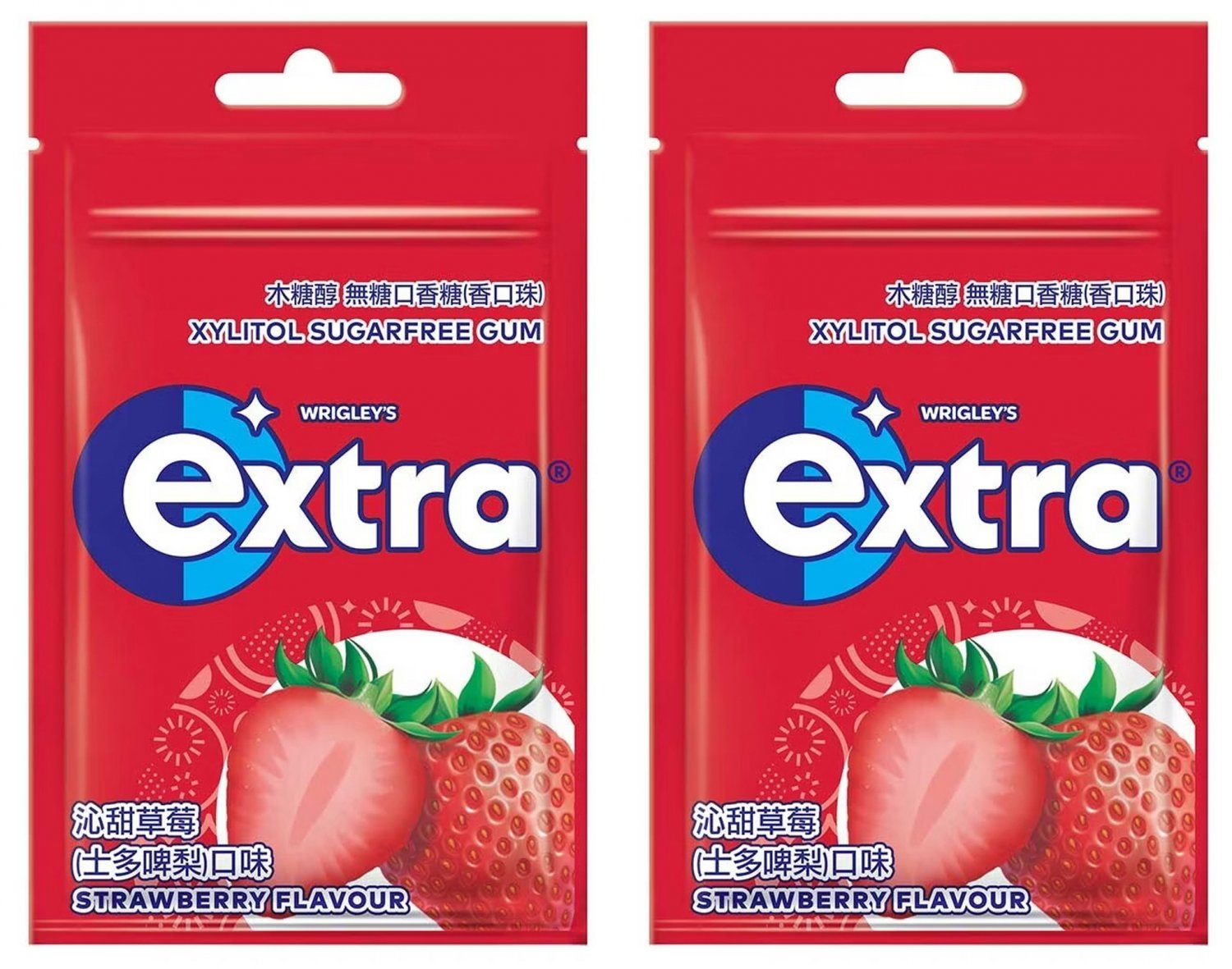 2 x Wrigley's Extra Xylitol Strawberry Sugarfree Chewing Gum