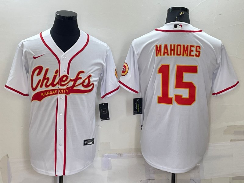 Kansas City Chiefs #15 Patrick Mahomes White With Patch Stitched ...