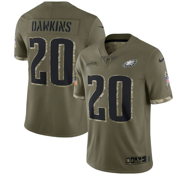 Philadelphia Eagles #20 Brian Dawkins 2022 Olive Salute To Service ...