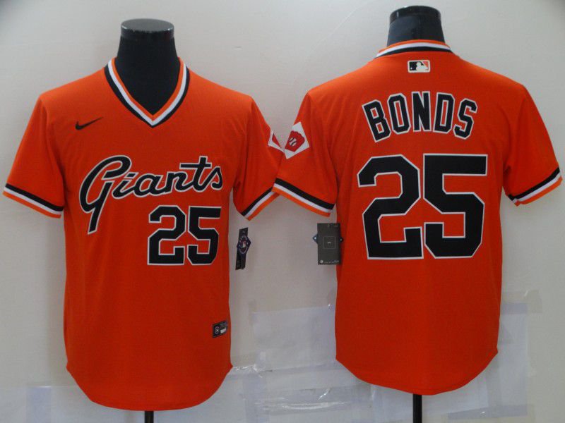 Men San Francisco Giants #25 Bonds Orange Game Baseball Jersey