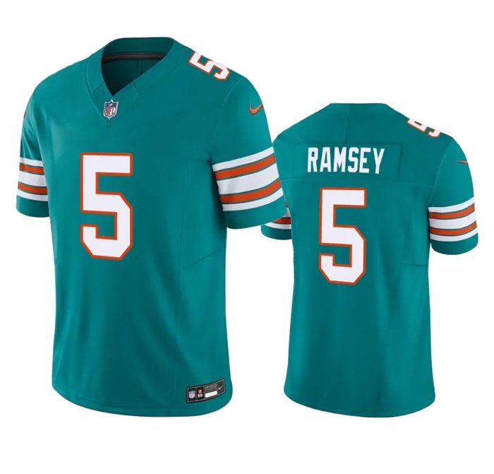 Miami Dolphins #5 Jalen Ramsey Aqua 2023 F.U.S.E Vapor Limited Stitched ...