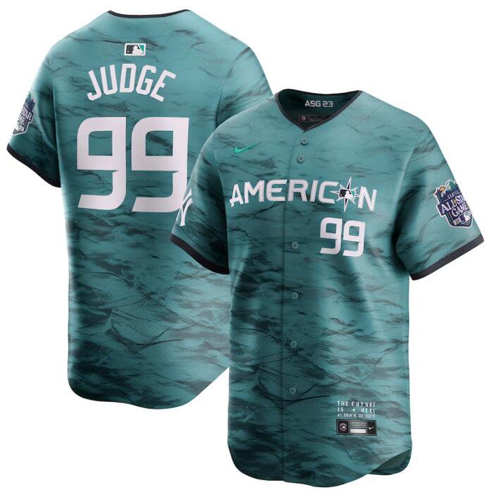 New York Yankees #99 Aaron Judge Teal 2023 All-star Cool Base Stitched ...