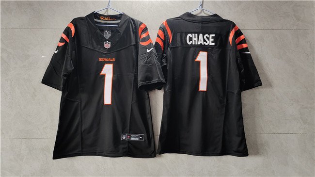 Cincinnati Bengals #1 Ja'Marr Chase Black 2023 F.U.S.E. Vapor ...