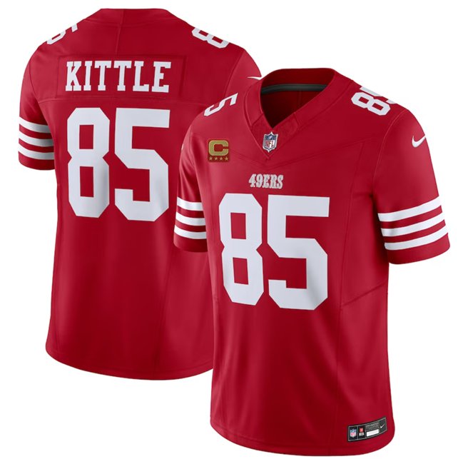 49ers #85 George Kittle Red 2023 F.U.S.E. With C Patch Vapor ...