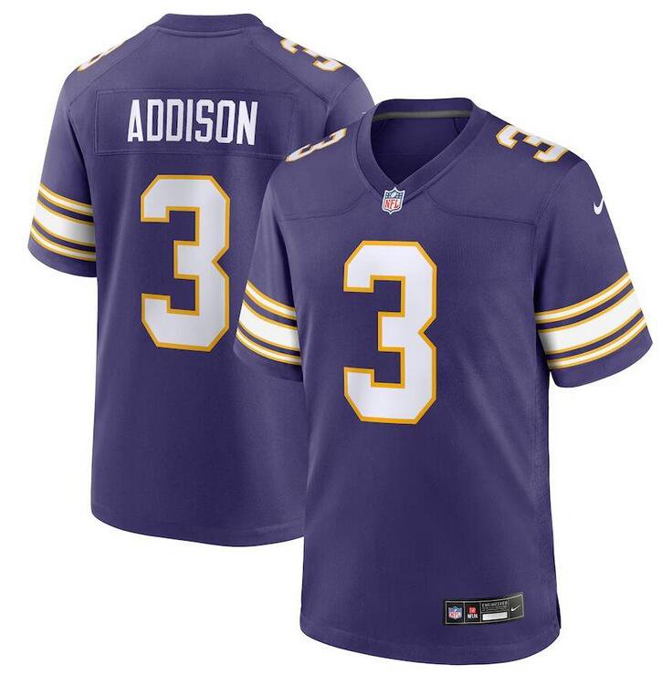 Minnesota Vikings #3 Jordan Addison New Purple Stitched Football Jersey