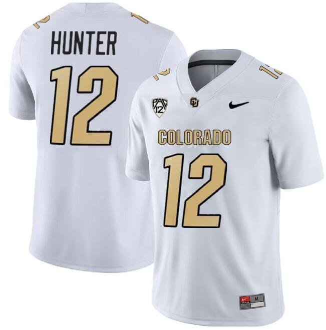 Men's Colorado Buffaloes #12 Travis Hunter White With PAC-12 Patch ...