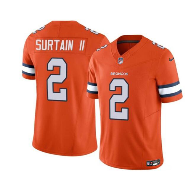 Men's Denver Broncos #2 Pat Surtain II Orange 2023 F.U.S.E. Vapor ...