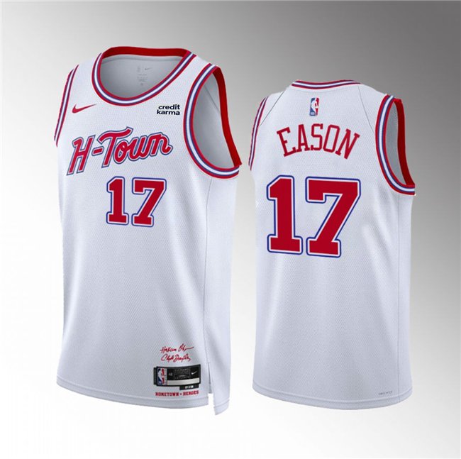 Men's Houston Rockets #17 Tari Eason White 2023/24 City Edition ...