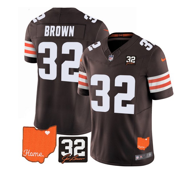 Browns #32 Jim Brown Brown 2023 F.U.S.E. With Jim Brown Memorial Patch ...