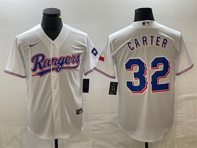 Texas Rangers #32 Evan Carter White With Patch Cool Base Stitched ...