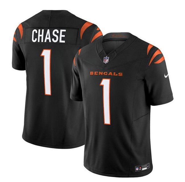 Cincinnati Bengals #1 Ja'Marr Chase Black 2023 F.U.S.E. Vapor ...
