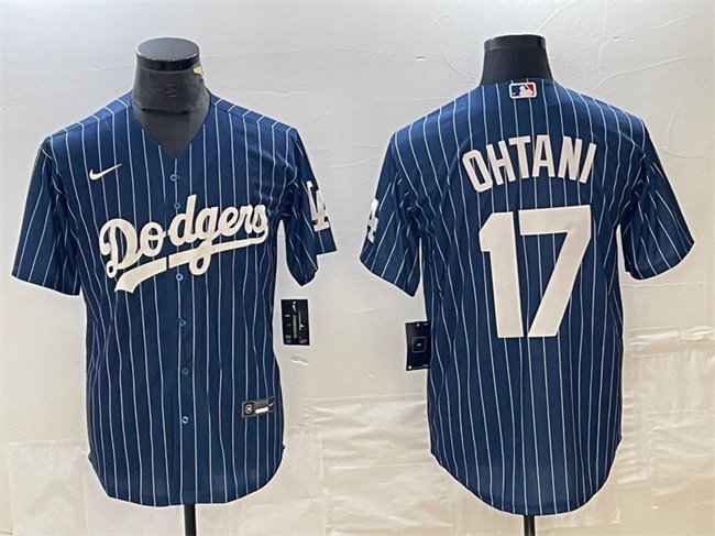 Men's Los Angeles Dodgers #17 Shohei Ohtani Navy With Patch Stitched ...