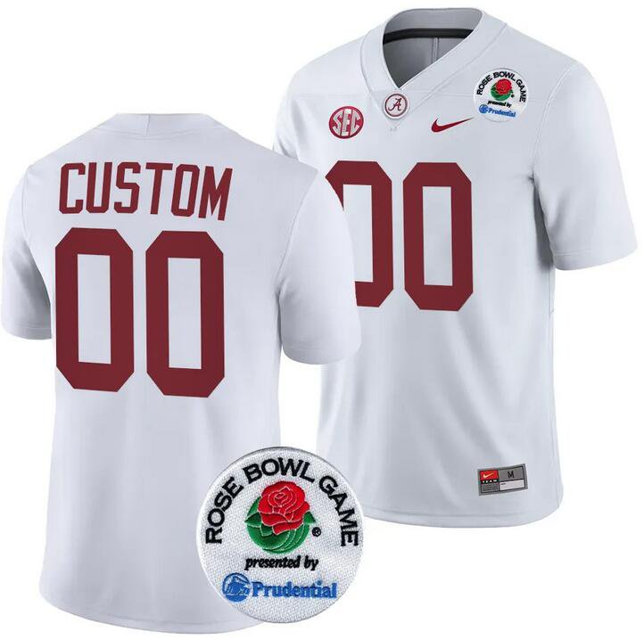 Custom Alabama Crimson Tide 2024 Rose Bowl White Stitched College ...