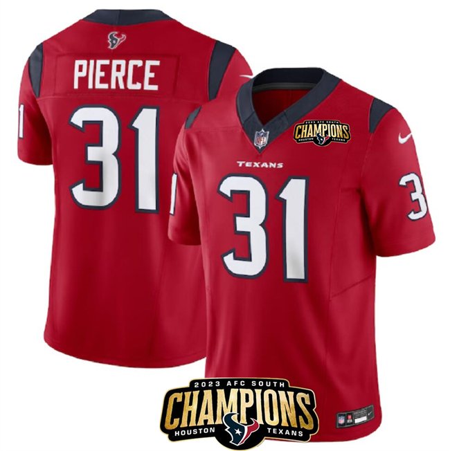 Texans #31 Dameon Pierce Red 2023 F.U.S.E. AFC South Champions Patch ...