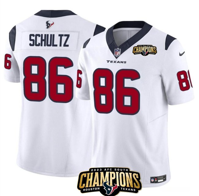 Texans #86 Dalton Schultz White 2023 F.U.S.E. AFC South Champions Patch ...