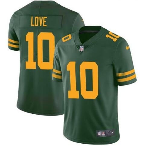 Green Bay Packers #10 Jordan Love Green Color Rush Vapor Limited ...