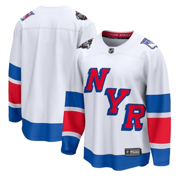 New York Rangers Custom White 2024 Stadium Series Breakaway Stitched Hockey Jersey