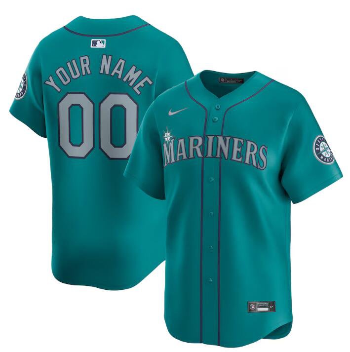 Seattle Mariners Active Player Custom Aqua Alternate Limited Stitched ...