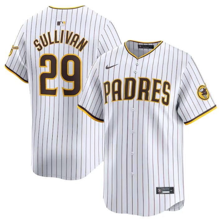 San Diego Padres #29 Brett Sullivan White 2024 Home Limited Stitched ...
