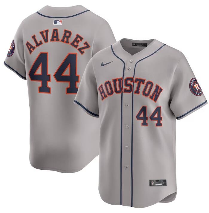 Houston Astros #44 Yordan Alvarez Grey 2024 Away Limited Stitched ... Houston Astros #44 Yordan Alvarez Grey 2024 Away Limited Stitched ...