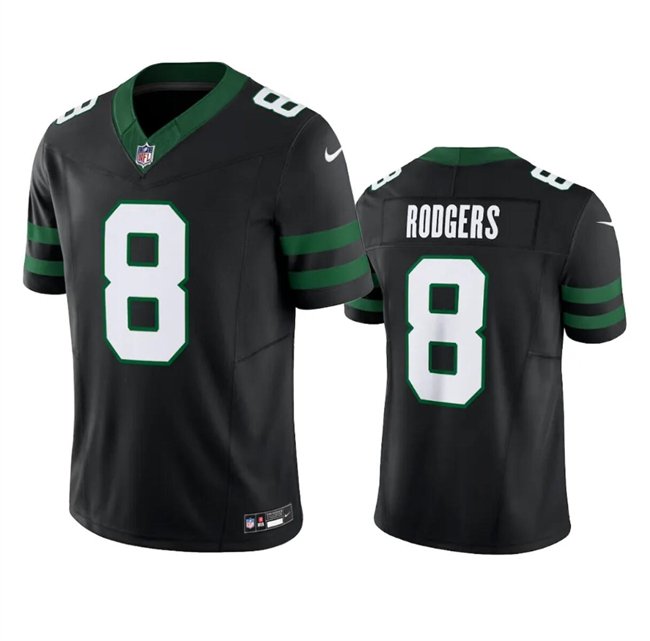 New York Jets #8 Aaron Rodgers Black 2024 F.U.S.E. Vapor Limited ...