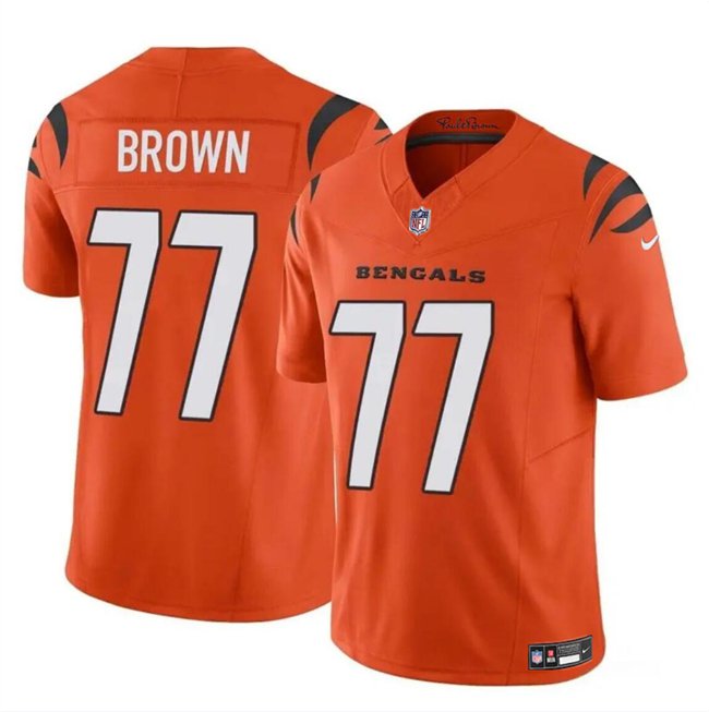 Cincinnati Bengals #77 Trent Brown Orange 2024 F.U.S.E. Vapor ...