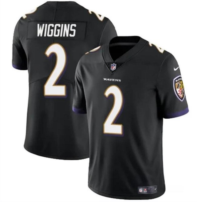Baltimore Ravens #2 Nate Wiggins Black 2024 Draft Vapor Limited ...