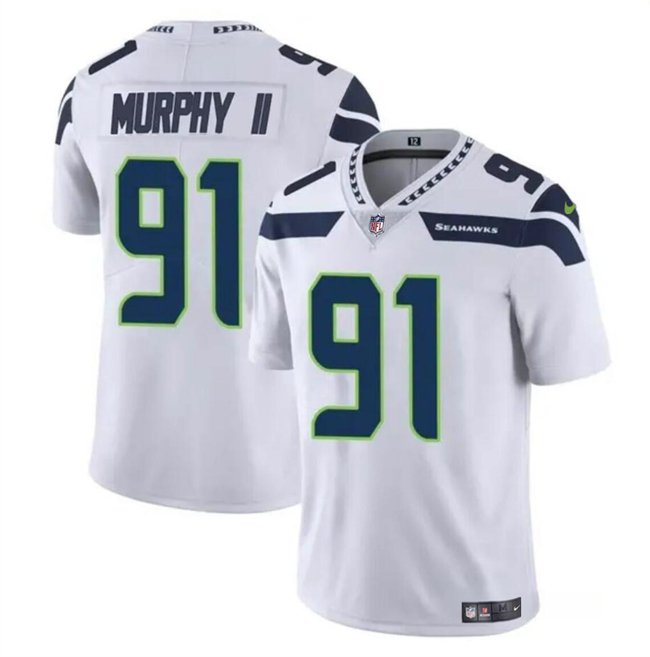 Seattle Seahawks #91 Byron Murphy II White 2024 Draft Vapor Limited ...