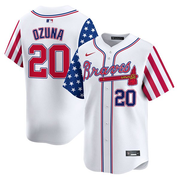 Atlanta Braves #20 Marcell Ozuna White 2024 Independence Day Vapor Limited Stitched Baseball Jersey